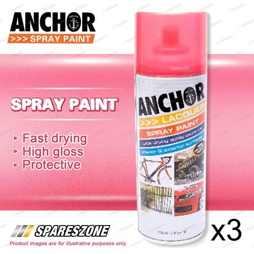 3 x Anchor Sparkling Red Lacquer Spray Paint 300 Gram Versatile Aerosol ...