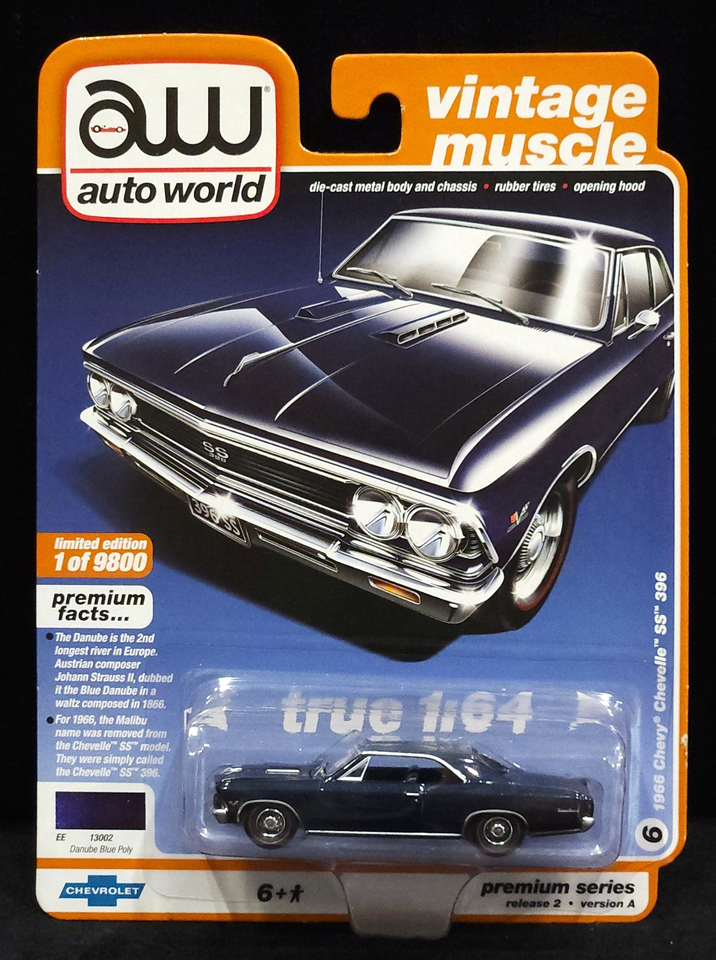 Auto World AW 66 1966 Chevy Chevelle SS 396 Vintage Muscle Car Dk Blue ...