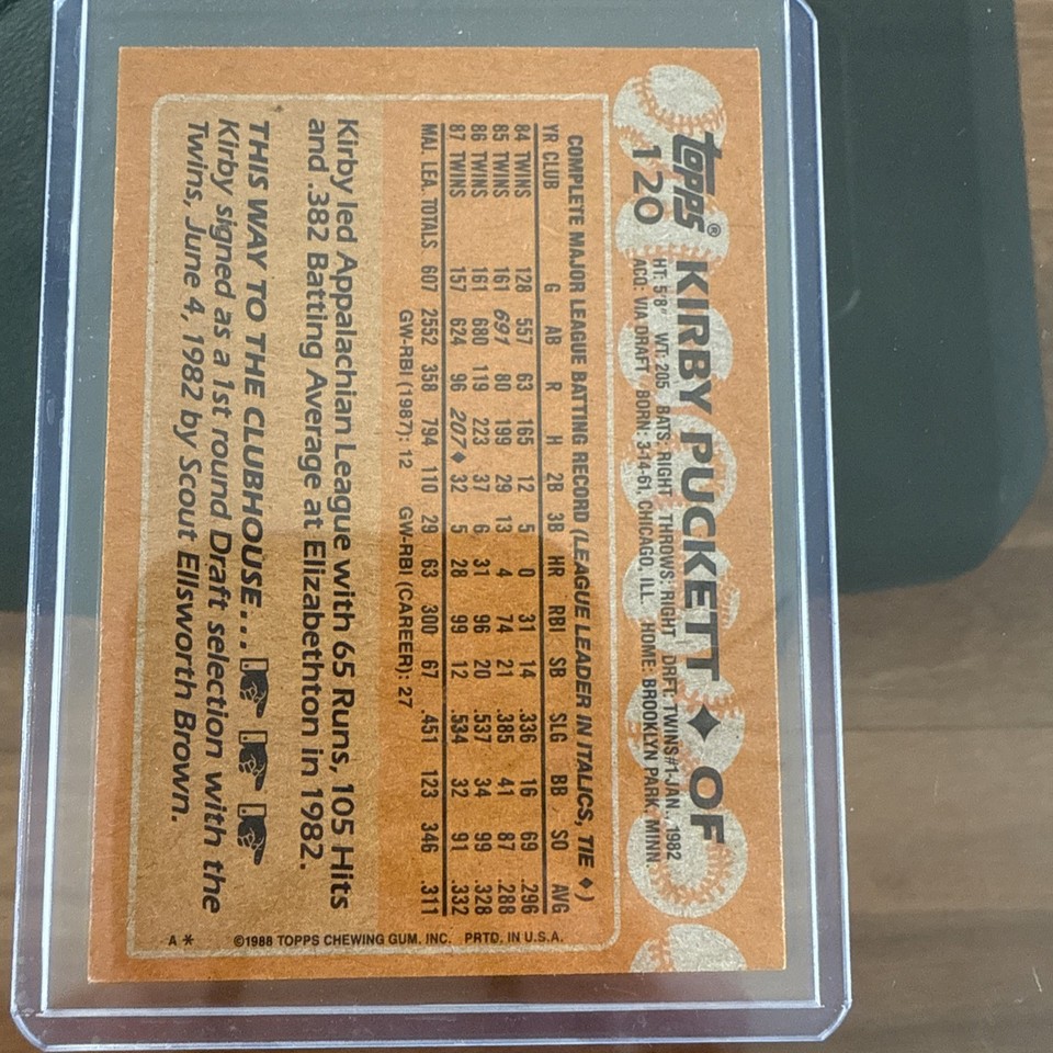 1988 Topps - #120 Kirby Puckett super rare Error Card Wrong DOB | eBay