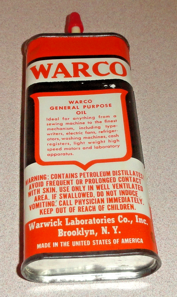 Vintage NOS 4 Oz WARCO General Handy Oiler Can - Brooklyn NY Household ...