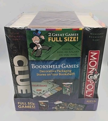 SEALED Clue & Monopoly Board Games Bookshelf Set & Storage Parker ...