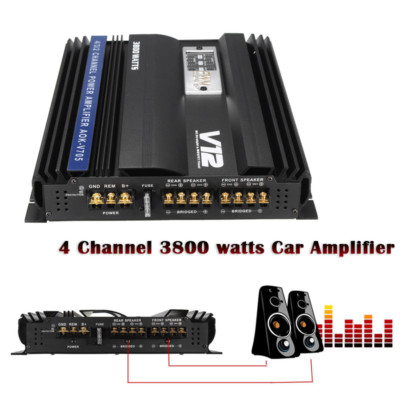 3800W Car Audio Power Stereo Amplifier RMS 4 Channel Powerful PWM 4Ohm ...
