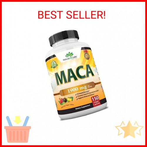 Organic Maca Root Black, Red, Yellow 1900 MG per Serving - 150 Vegan ...