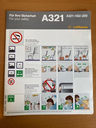 Lufthansa Airbus A321-100/-200 Safety Card (TN 413-0385) | eBay.de