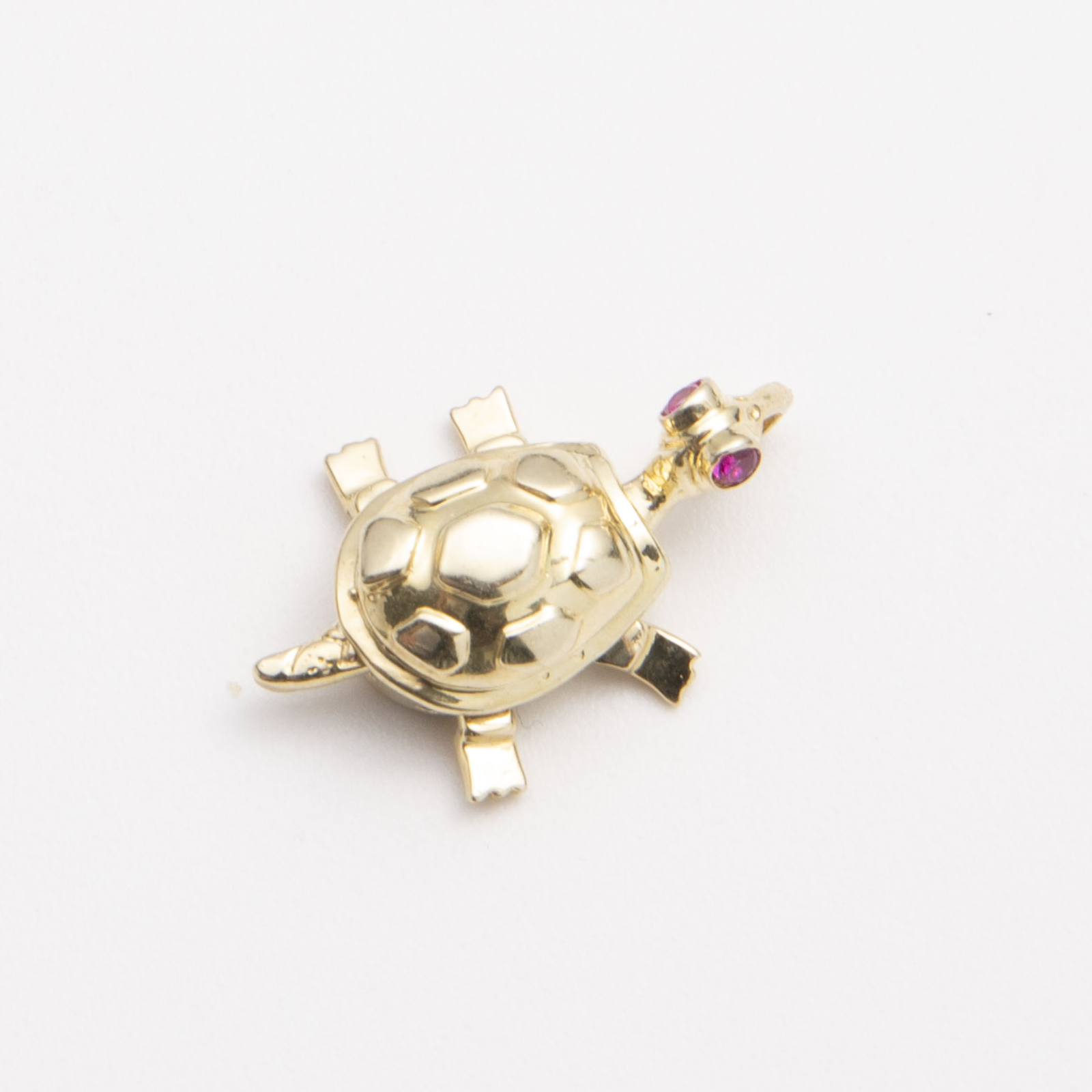 Pink Eyes Mini Turtle Charm Pendant 10K Yellow Gold | eBay