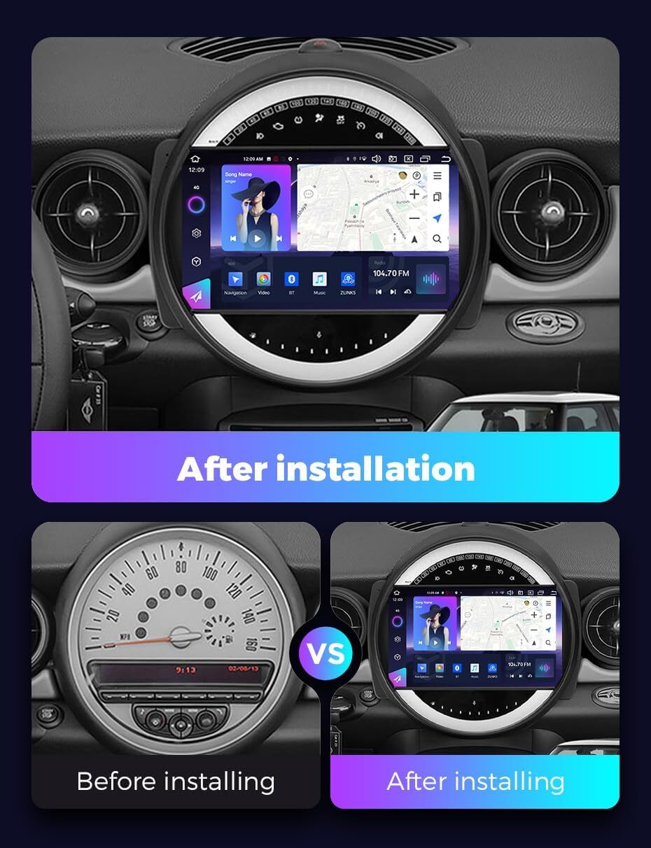 ANDROID 13 APPLE CARPLAY GPS CAR STEREO RADIO FOR BMW MINI COOPER R56 ...