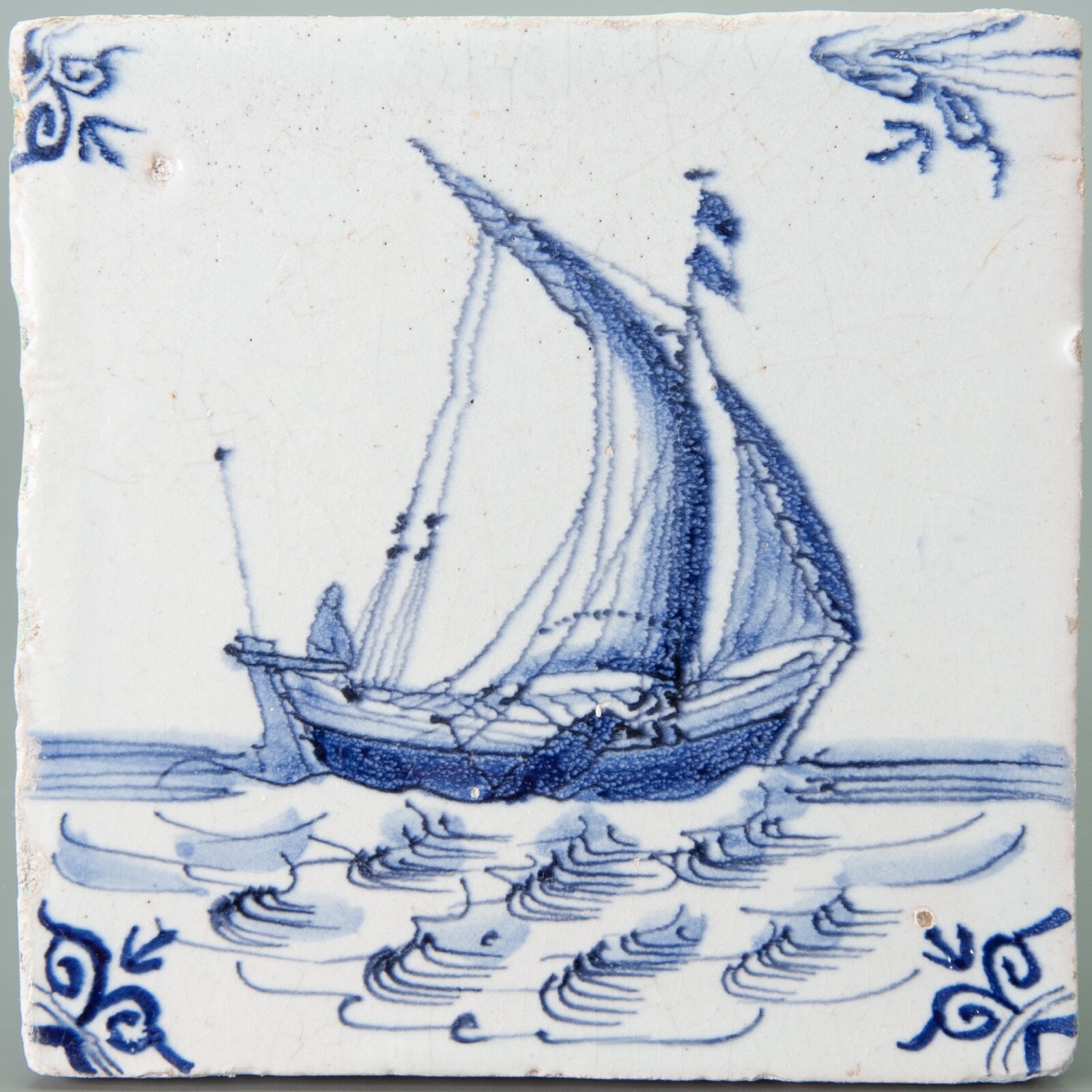 Nice field of 9 Dutch Delft Blue tiles, sailboat, 17th century. | eBay