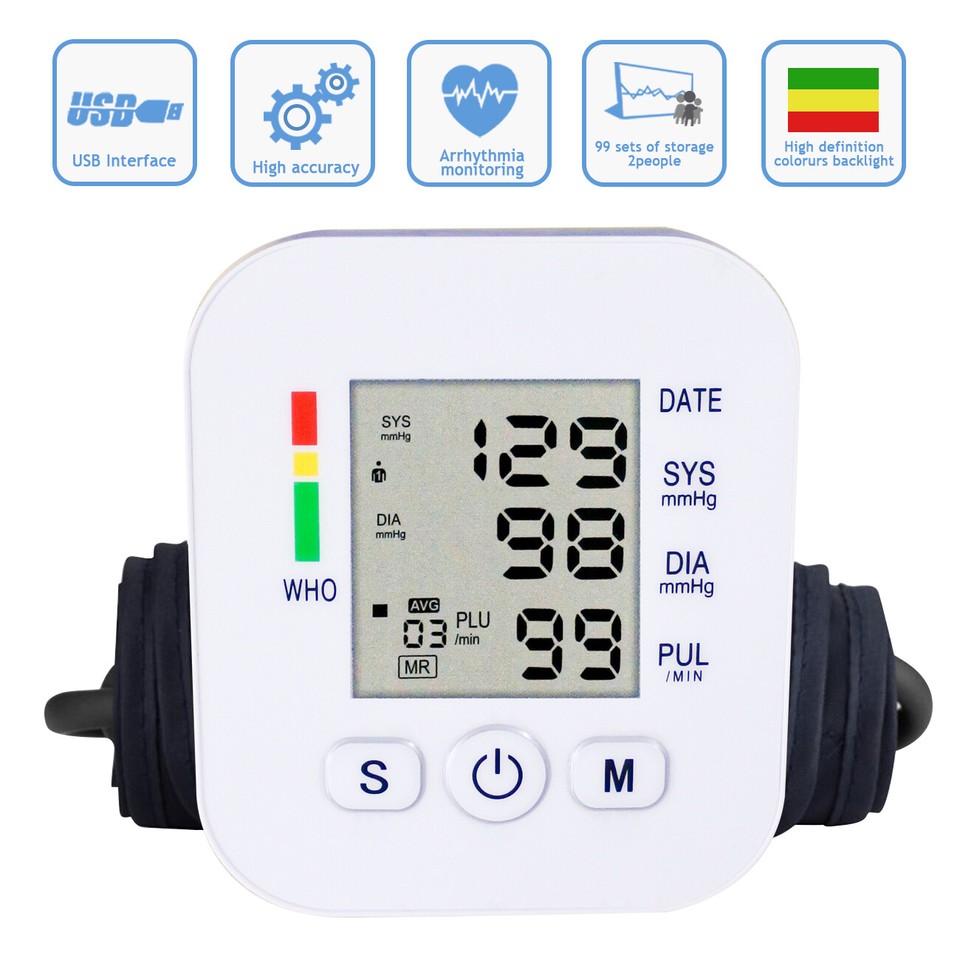 US Automatic Arm Blood Pressure Monitor Digital BP Cuff Pulse Heart ...