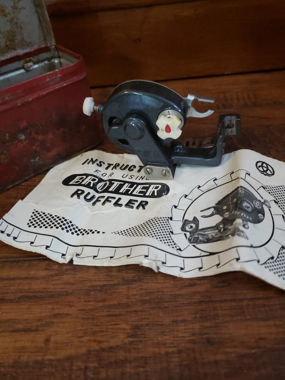 Vintage BROTHER Ruffler Sewing Machine Attachment RARE Original In Tin ...