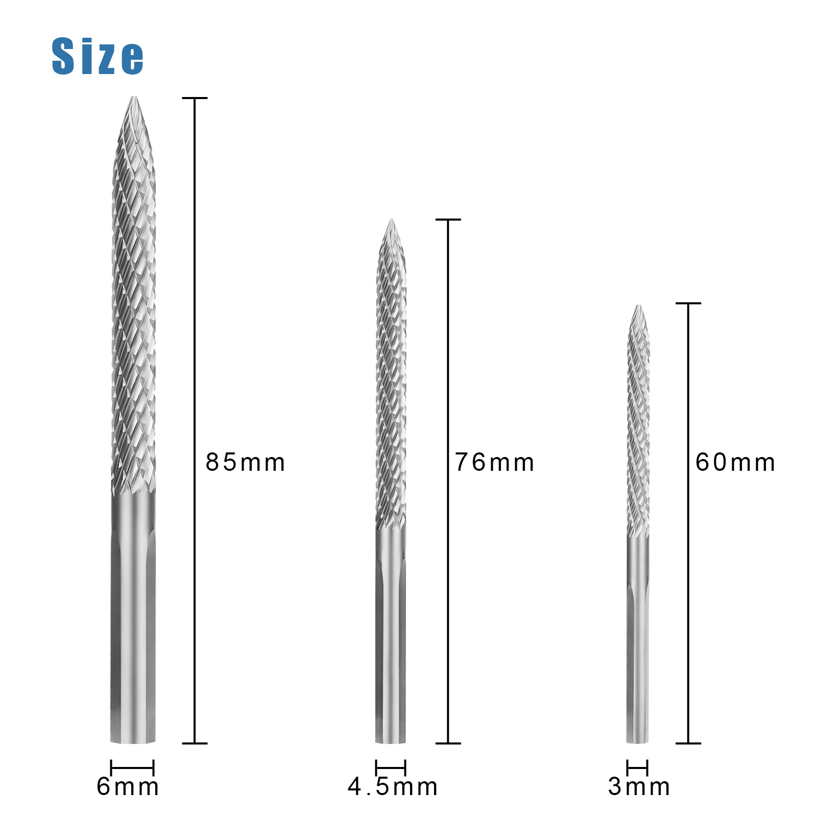 3X Tire Repair Carbide Burr Drill Bit Cutter Patch Plug Tool Kit 3mm 4 ...