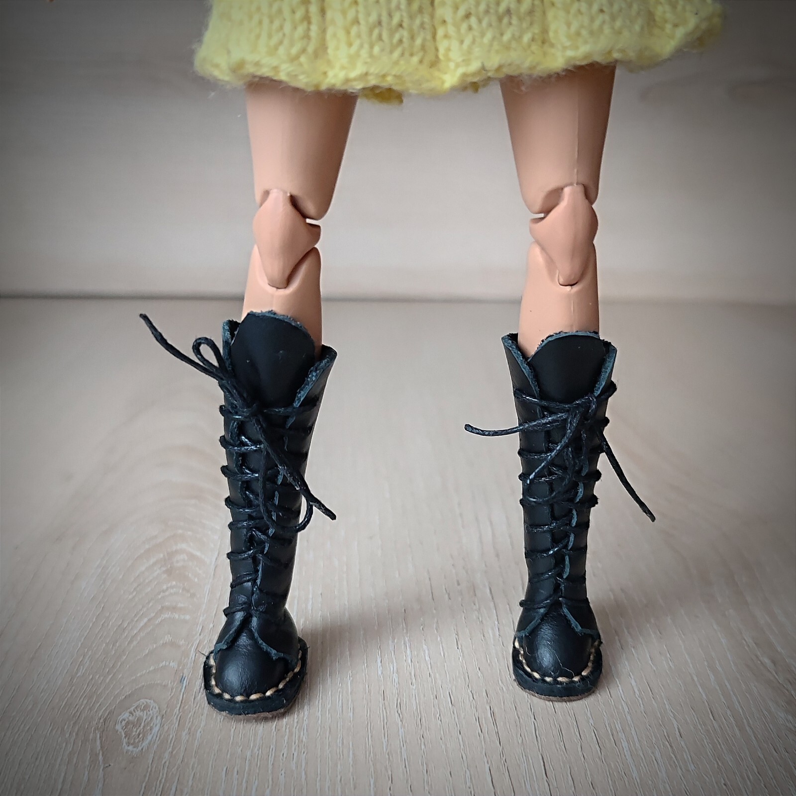 Barbie shoes leather . Barbie black boots handmade. High boots for ...