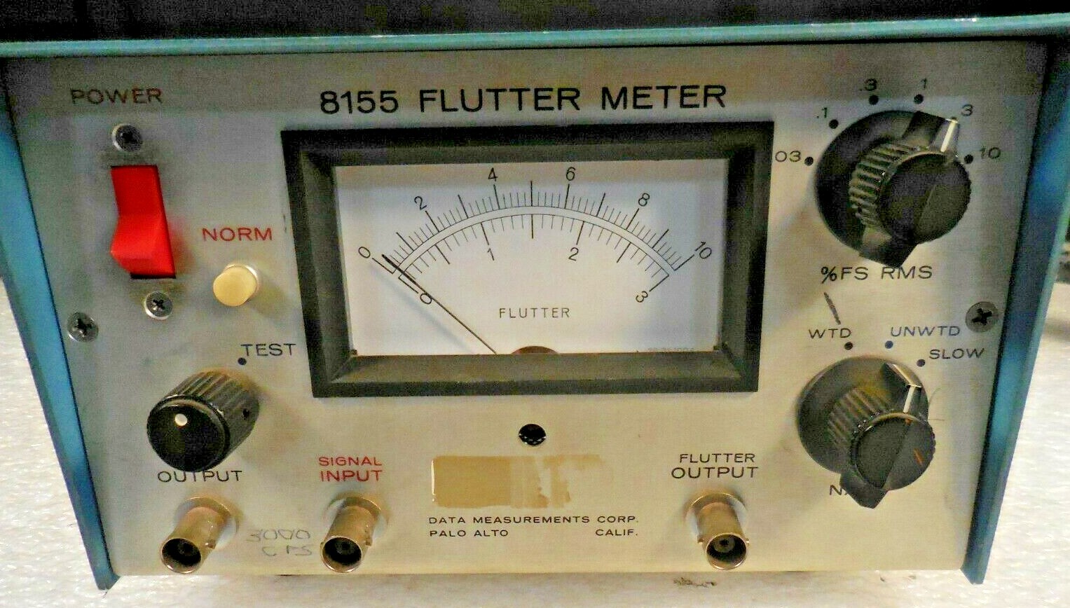 Data Measurements Corporation Model 8155 Flutter Meter (115/230 VAC, 50 ...