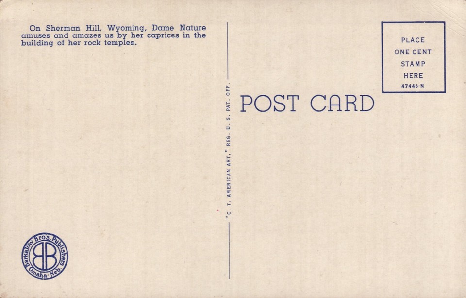 Vintage Postcard Balanced Rocks Sherman Hill Wyoming WY Union Pacific ...