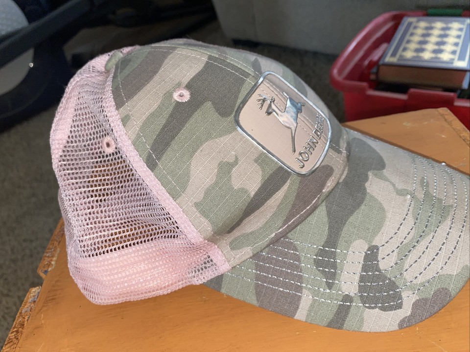JOHN DEERE Tractor Girls Trucker Snapback Hat Brown Green Camo Pink ...