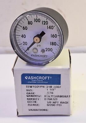1 NEW ASHCROFT 15W1005PH 01B 200# PRESSURE GAUGE NIB ***MAKE OFFER ...