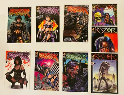LOT OF 9 RAZOR V2 #1-7 COMPLETE SET+ HTF VARIANTS 1996 E HARTSOE DAVID ...