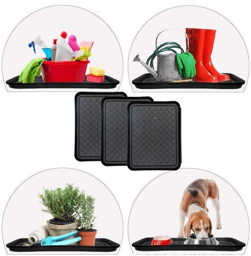 Boot Mat Tray for Floor Protection,3 Pack Black Shoe Tray,Boot Drying ...
