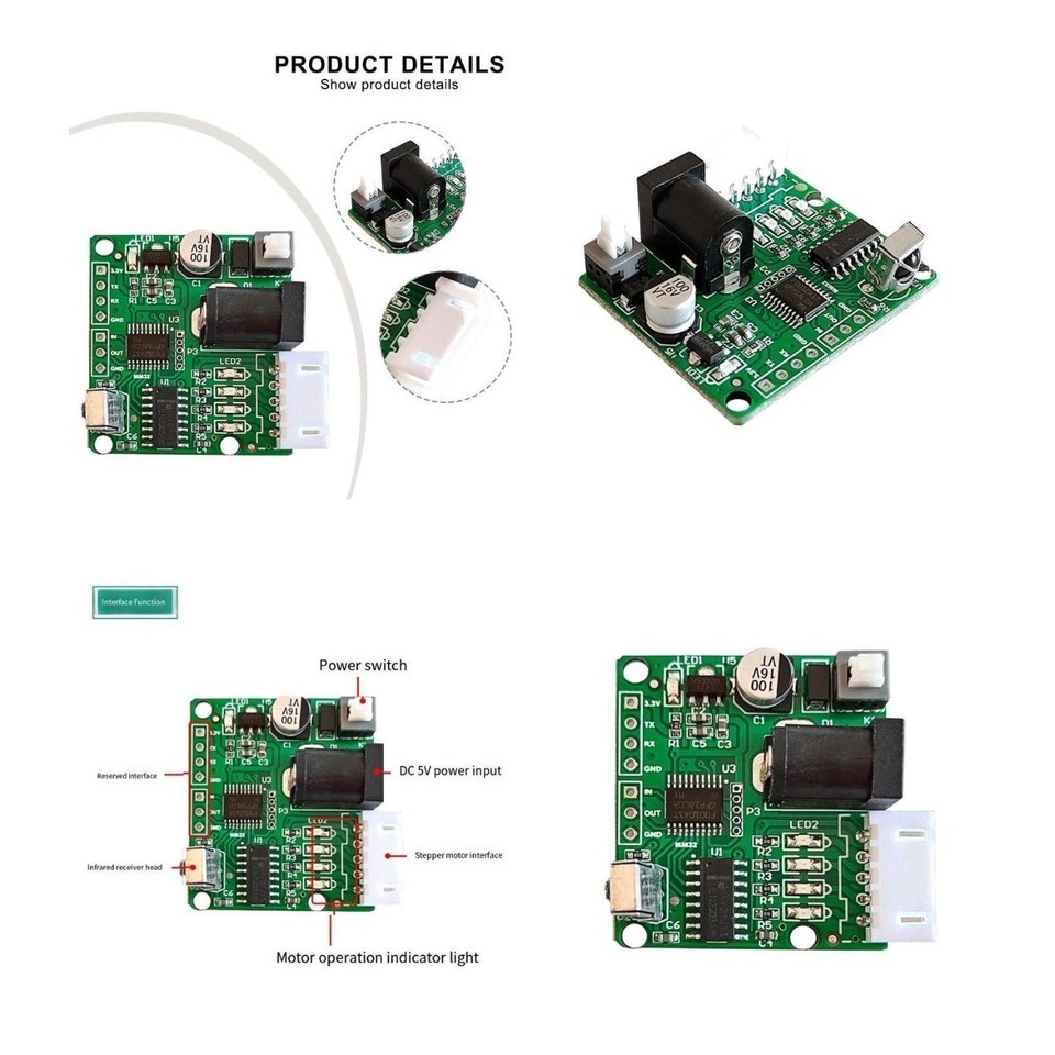 Infrared Remote Stepper Motor Controller Board for 5 Wire 4 Phase Motor ...