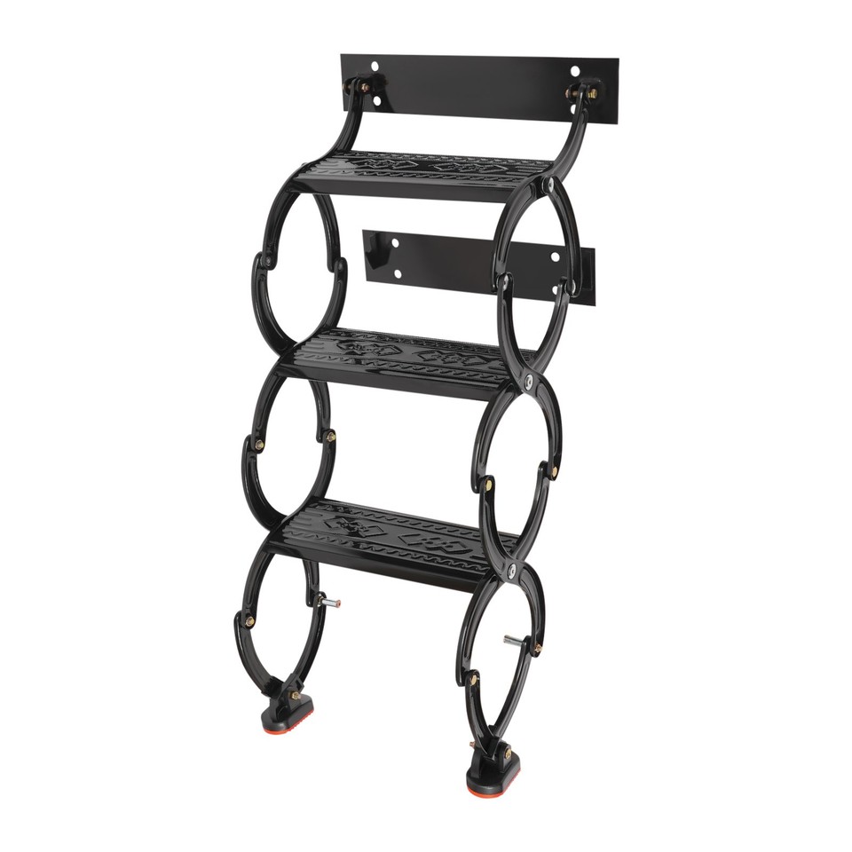 3 Steps Wall Mounted Retractable Ladder Wall Mounted Attic Ladder Black ...