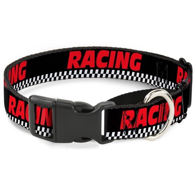 Plastic Martingale Collar RACING w/Checker Black/White/Red WIDE-Larg ...