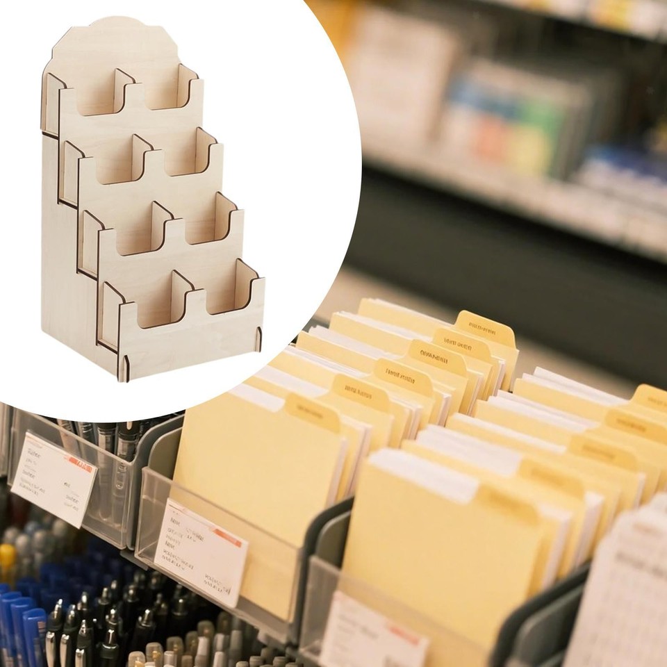 Wooden Desktop Display Stand for Trading Cards, Brochures, Coasters And ...