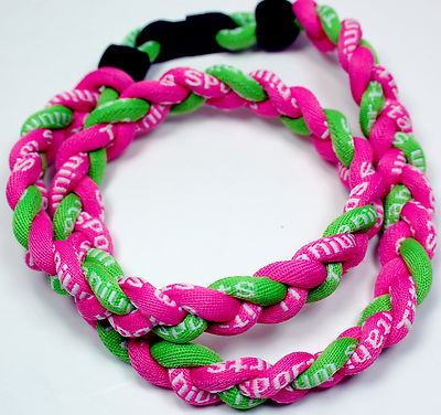 NEW! Large 24" Rope Twisted Titanium Sport Necklace Pink Lime Green ...