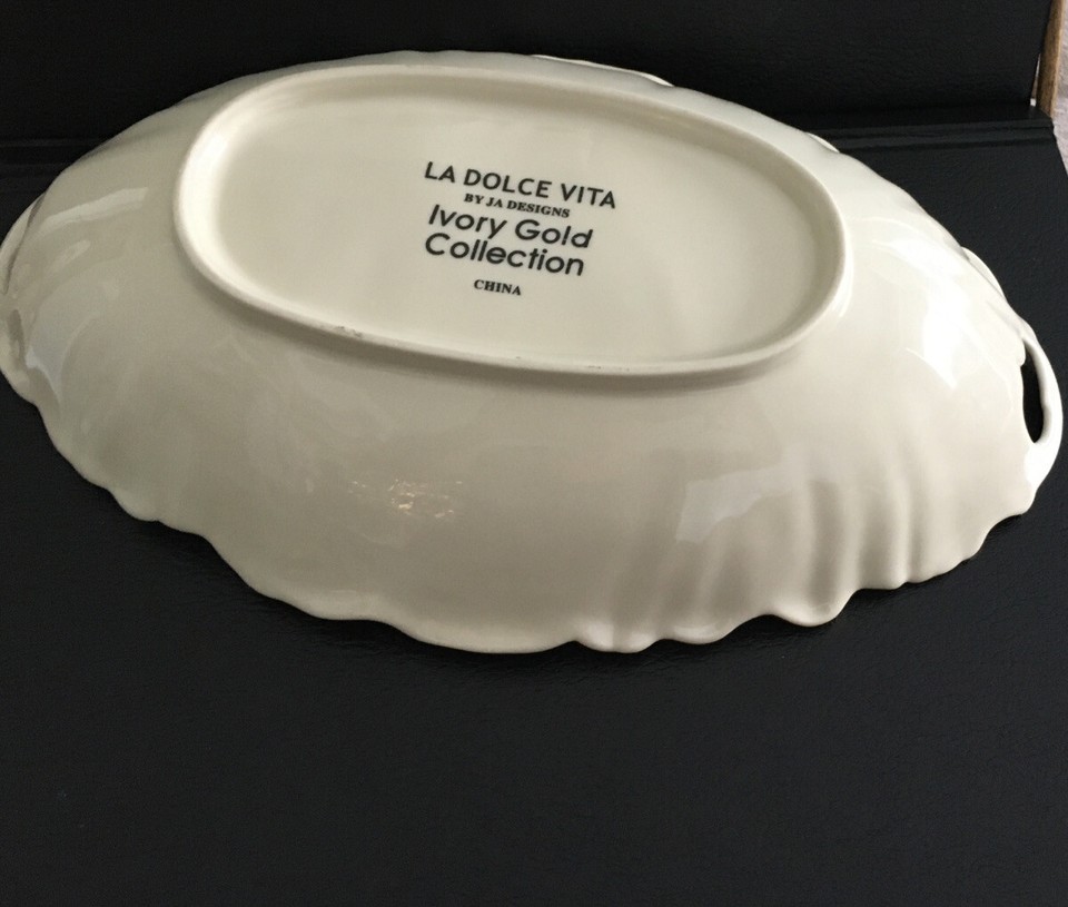 NEW LA DOLCE VITA BY JA DESIGN IVORY GOLD COLLECTION OVAL BOWL | eBay