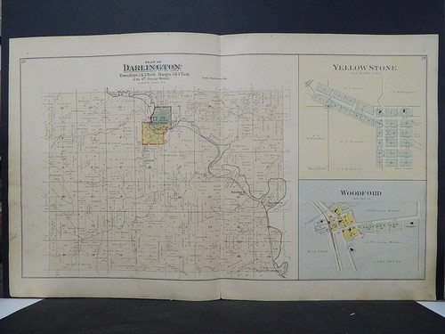 Wisconsin Lafayette County Map 1895 Township of Darlington Double Page ...