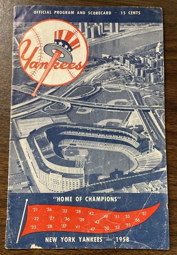 RARE Sept 1st 1958 NY Yankees vs Red Sox Program Scorecard Mickey ...