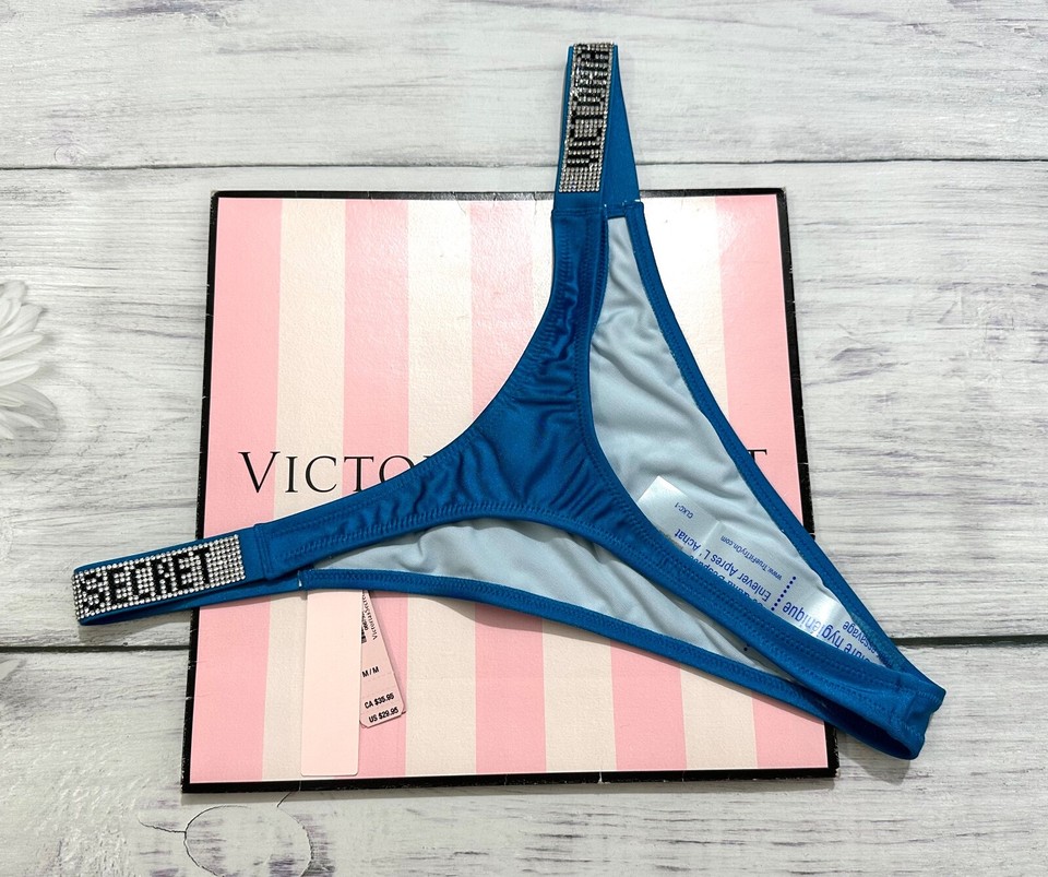 Victoria's Secret Shine Strap SWIM RHINESTONE THONG BIKINI BOTTOM | eBay