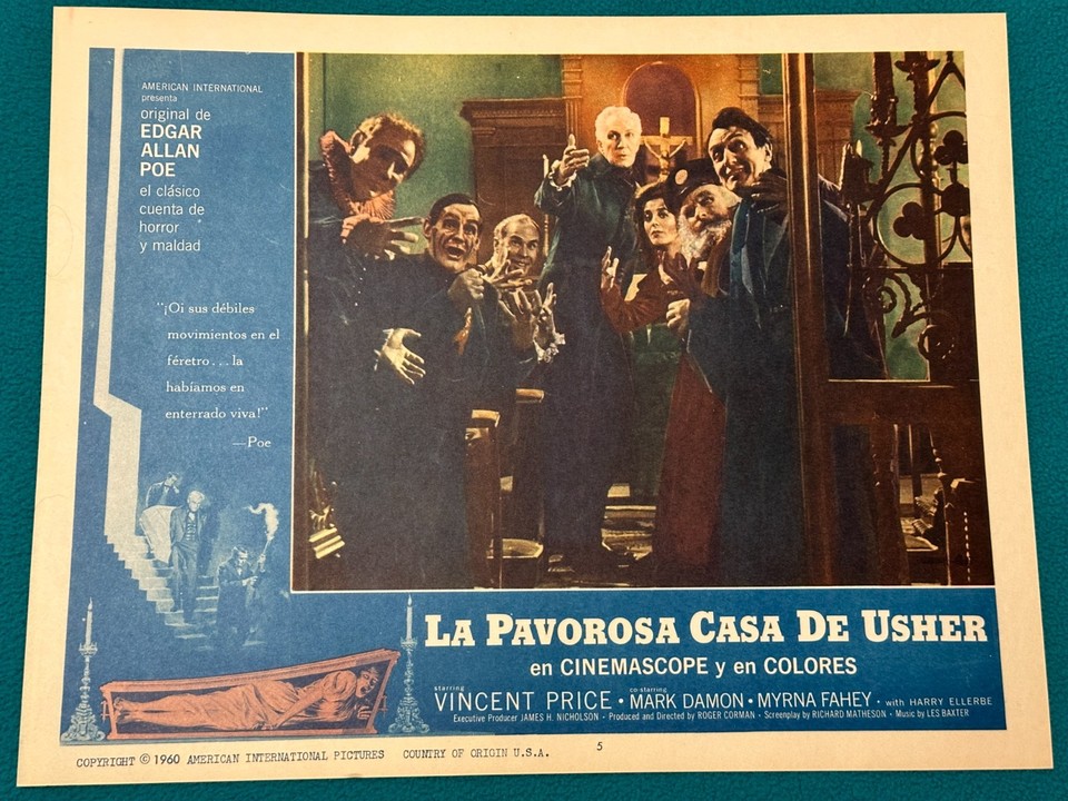 House Of Usher - Horror - Lobby Cards set of 8 - Original set - 1960 ...