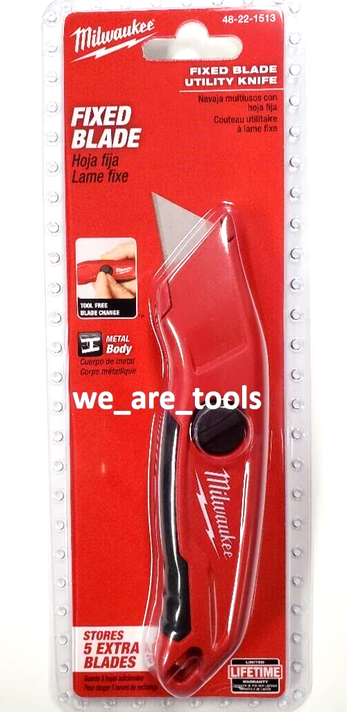 Milwaukee 48-22-1513 Metal Body Fixed Blade Utility Razor Knife for ...