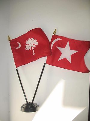 South Carolina Red And SC Secession Flag 4"x6" Desk Set Table Stick ...