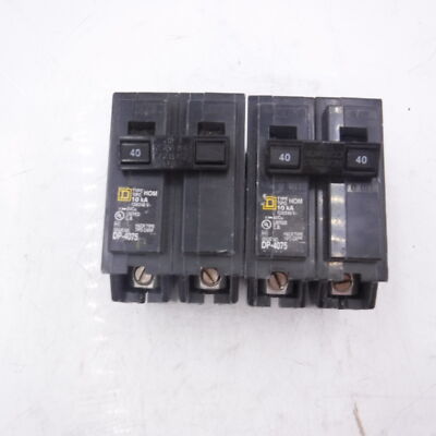 2 Pack Square D 2 Pole 40 Amp Circuit Breakers 120/240V, 10kA, DP-4075 ...