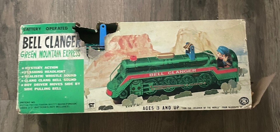 Vintage Bell Clanger Green Mountain Express Train Modern Toys Japan ...