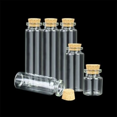 5pcs Small Size Glass Bottle Container W/ Cork For DIY Handmade Art ...