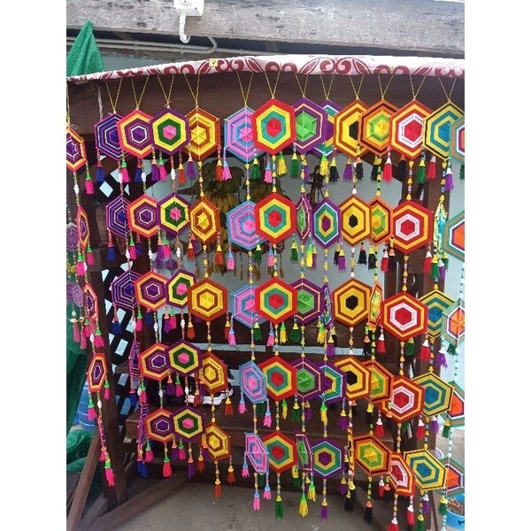 Yarn Mobile Wall Hanging Decorate Art Handcraft Multicolor Waving 5 pcs ...