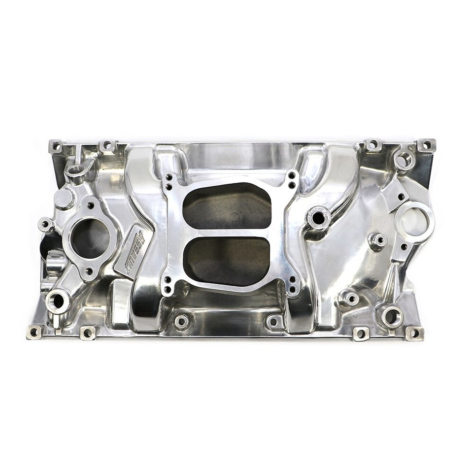 SBC Chevy Dual Plane Polished Aluminum Intake Manifold for Vortec 350 ...