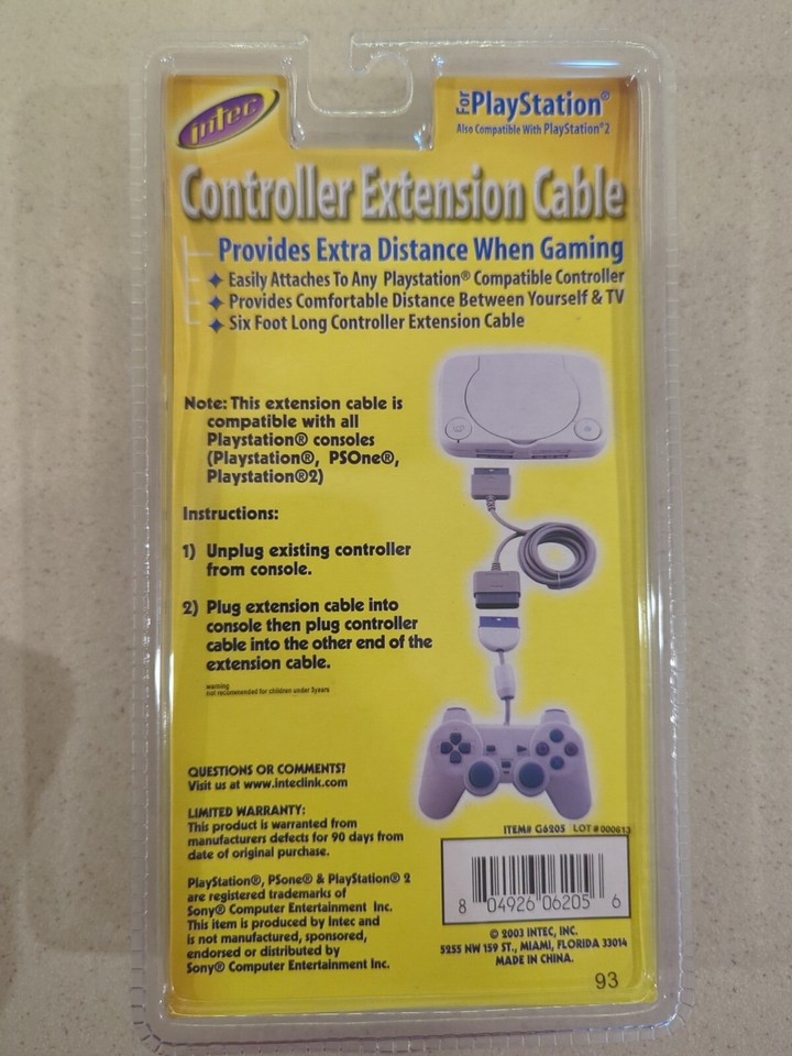 New Old Stock - Intec PlayStation Controller Extension Cable PS1 PS2 | eBay