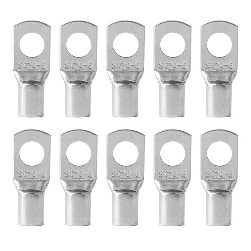 10PCS SC10-6 Wire Cable Bolt Tinned Copper Tubular Ring Terminal ...