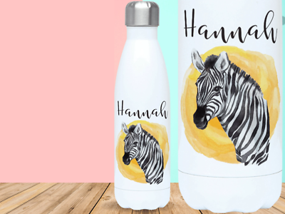 Zebra Water Bottle | Personalised Gifts For Zebra Lovers | eBay