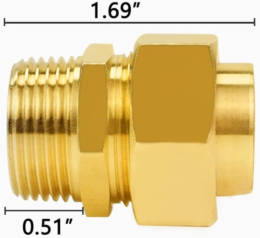 2 Pcs 3/4'' Brass Pipe Fittings Metal Hex Nipple Brass Tone NPT Male ...