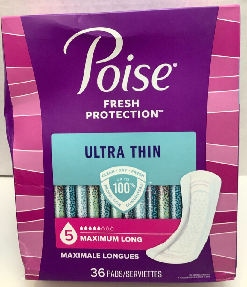 Poise Fresh Protection Pads, Ultra Thin, #5 Maximum Long, 72ct ...