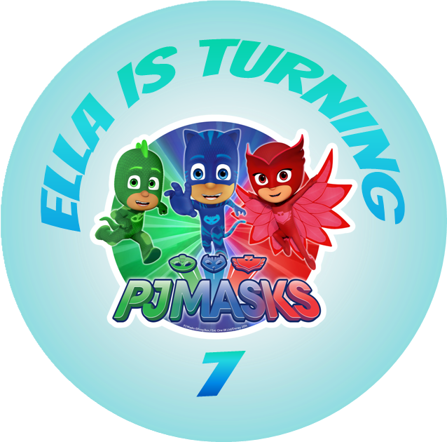 Personalised PJ Masks circle round gloss labels stickers thank you ...