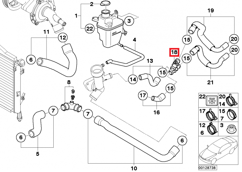 NEW GENUINE MINI R50 R52 COOLANT HOSE AIR BLEED CONNECTOR JOINT ...