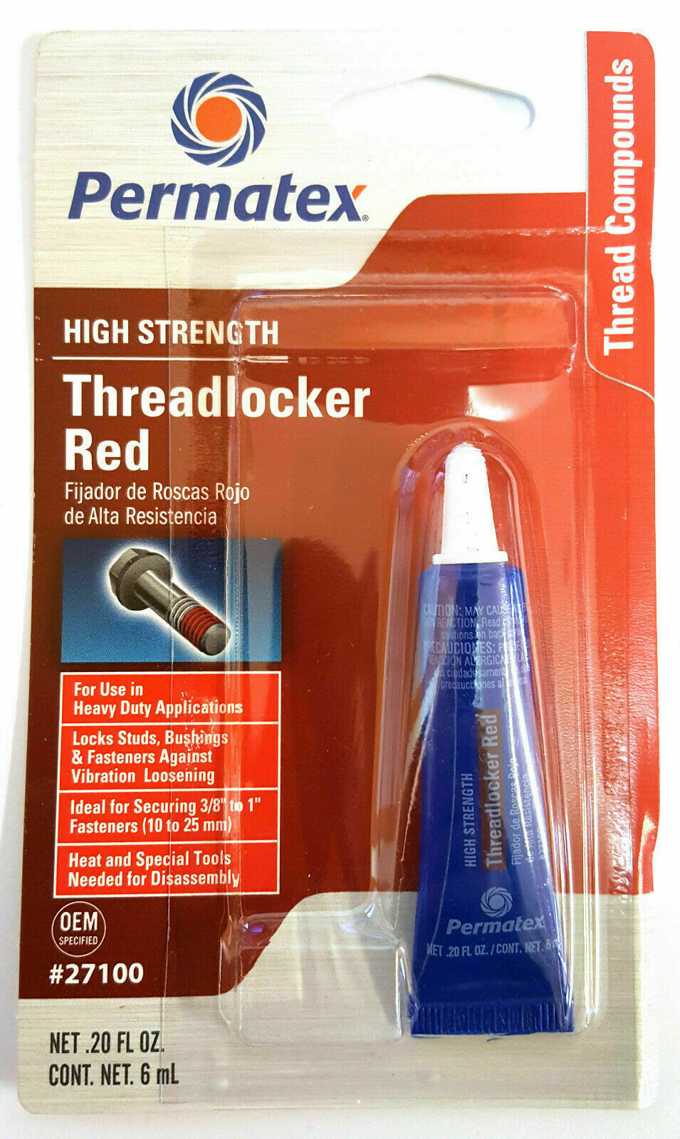Permatex 27100 High Strength Threadlocker Thread Lock Red 6ml | eBay
