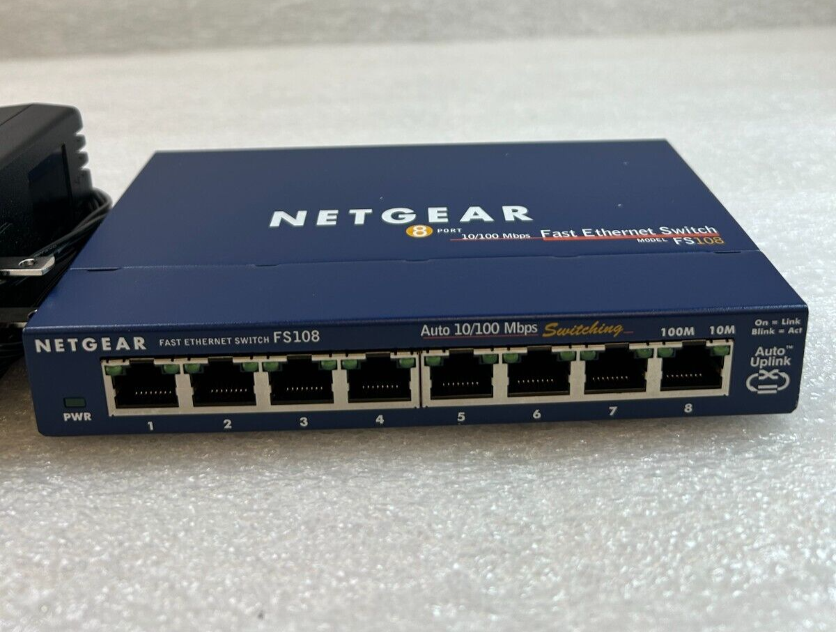 Netgear FS108 v2 8 Port 10/100 Fast Ethernet Switch Free Shipping | eBay