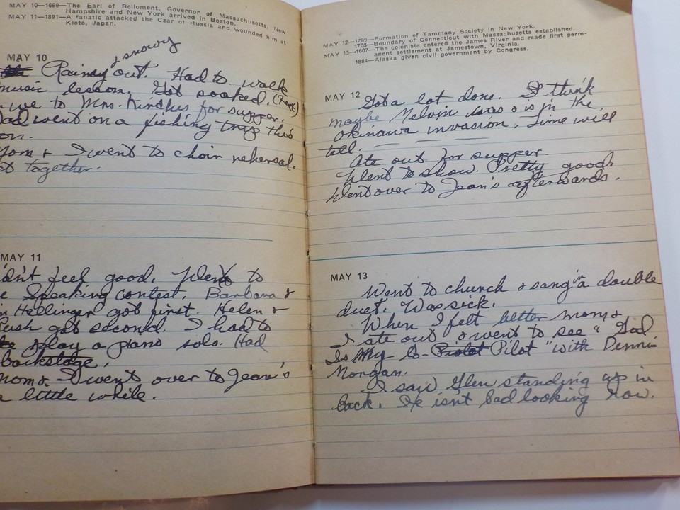 WW2 Diary 1945 Ending Of The War Parade Fire Trucks Japan Handwritten ...