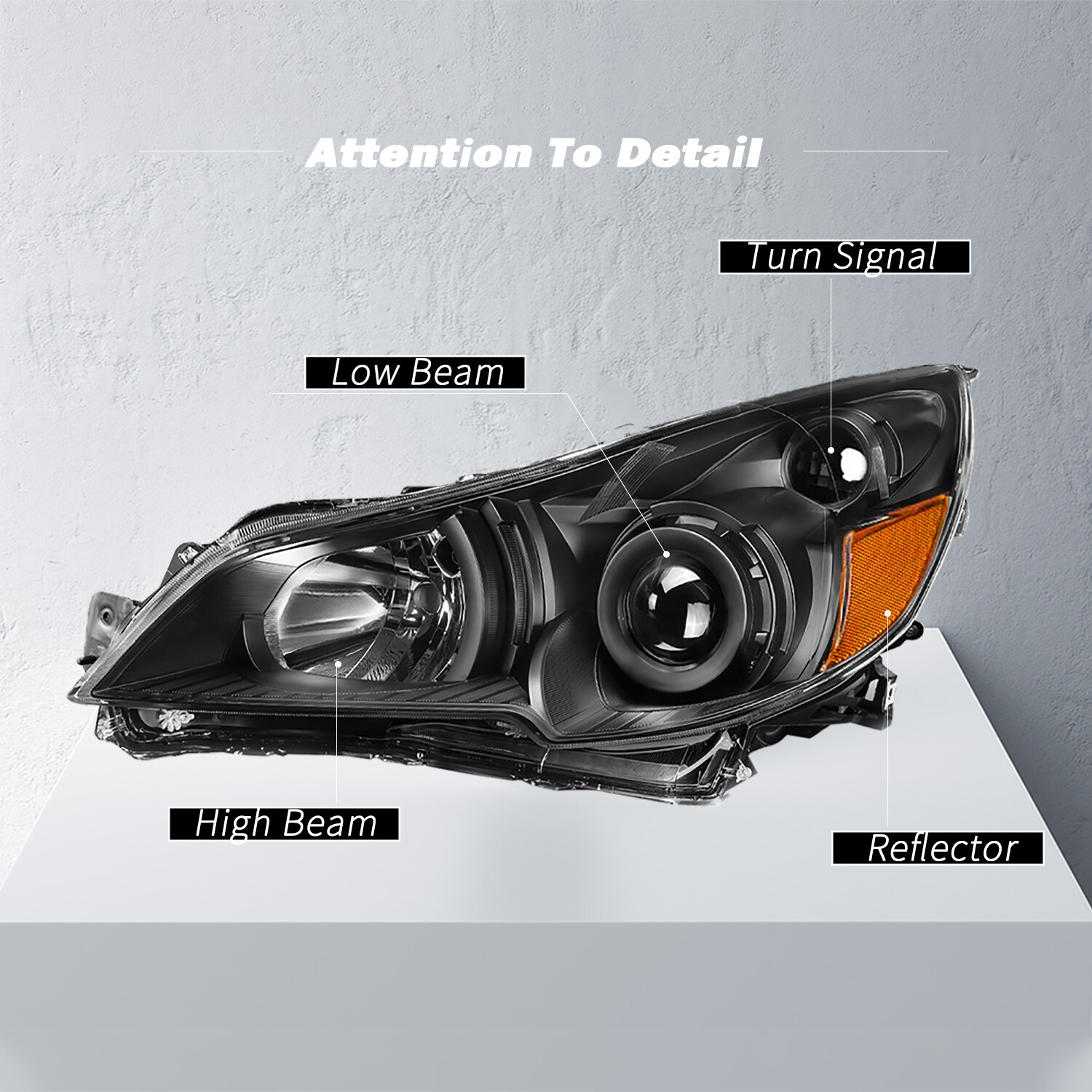 For 2010-2014 Subaru Outback Legacy Black Amber Projector Headlights ...