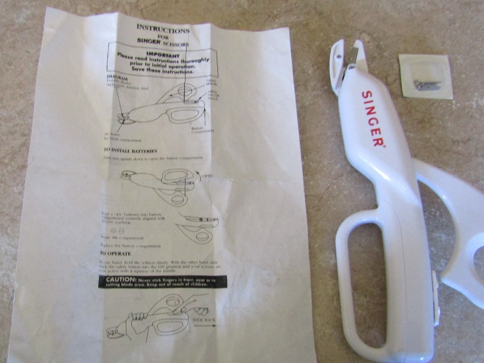 Singer Battery Operated Scissors w Replaceable Blades & Instructions ...